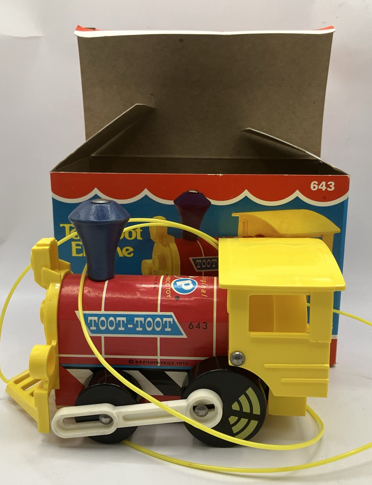 VINTAGE 1980 FISHER PRICE 643 TOOT TOOT ENGINE MIB COMPLETE MINT IN BOX ...