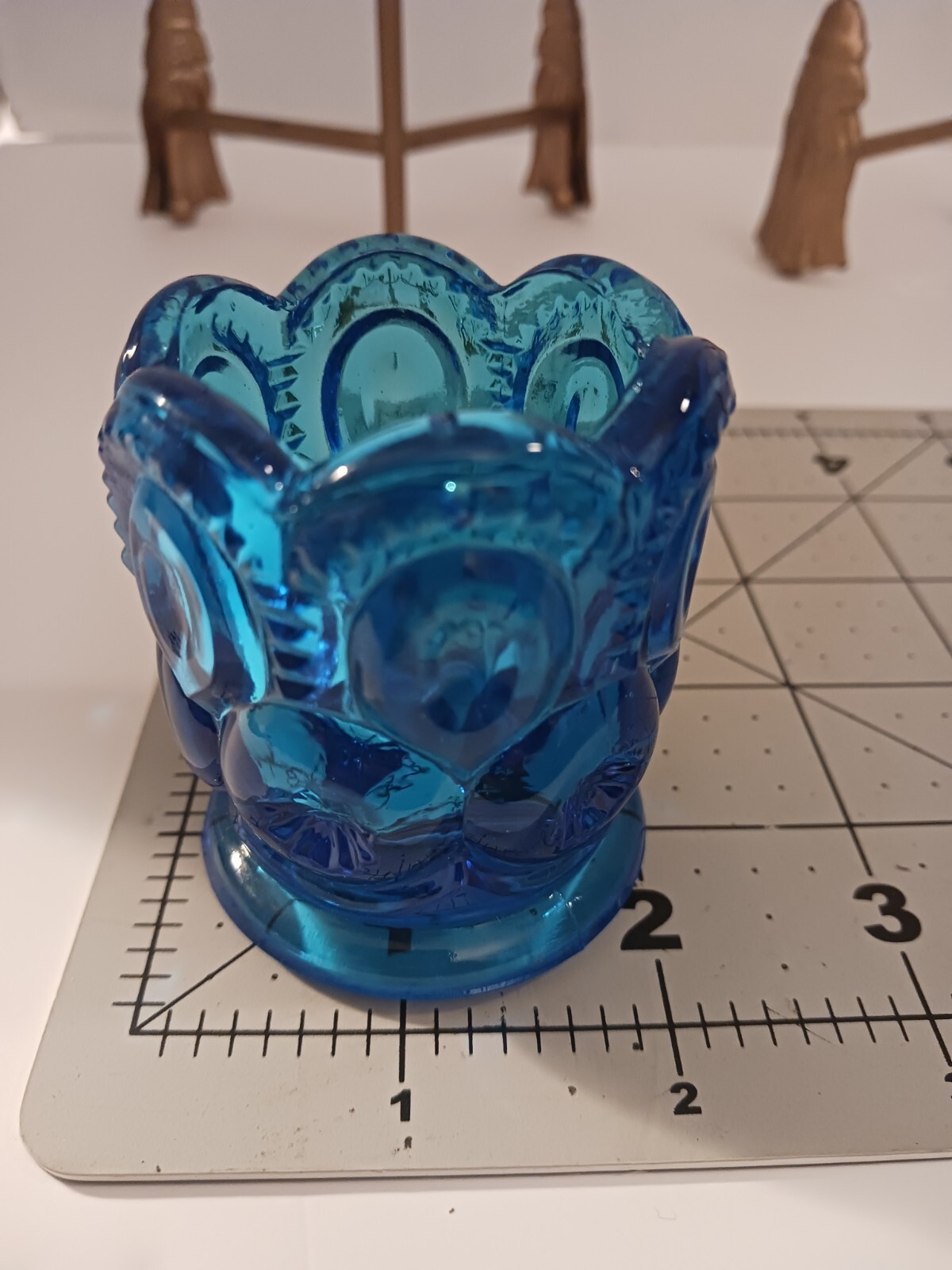 Rare LE Smith Vintage Blue Moon and Stars Toothpick Holder Scalloped ...