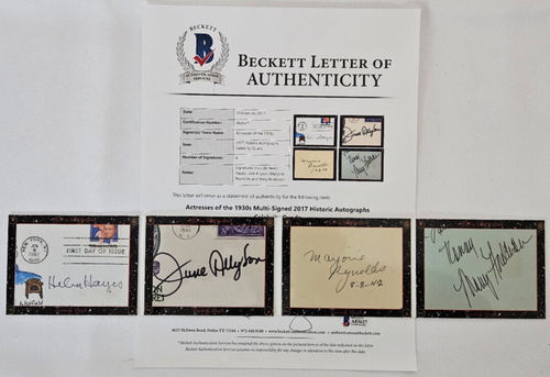 Historic Autographs Celebrity Quads 1930s Hayes, Allyson, Reynolds ...