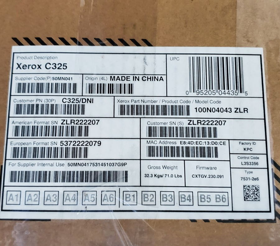 Xerox C325 Laser Multifunction Color Printer, Copier/Fax/Printer ...