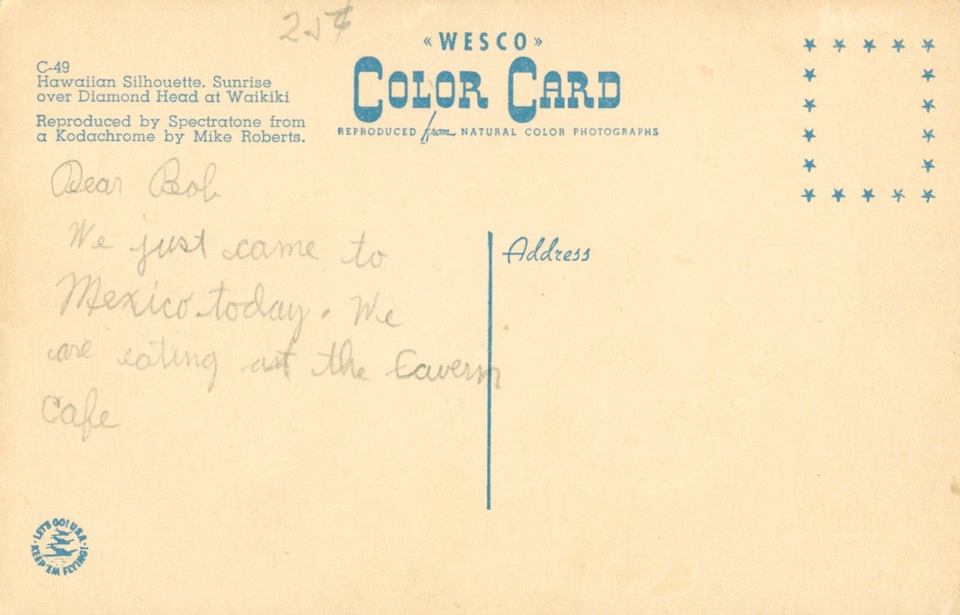 Postcard Aerial View Diamond Head at Waikiki Color Card Wesco | eBay