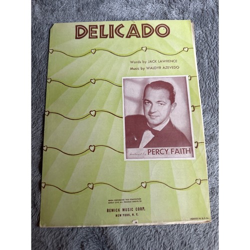 Delicado By Percy Faith Vintage Sheet Music 1952 Ukulele Banjo Piano ...