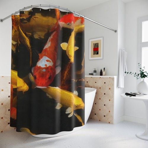 Vibrant Koi Fish Shower Curtain, Bathroom Decor, Nature Theme, Home ...