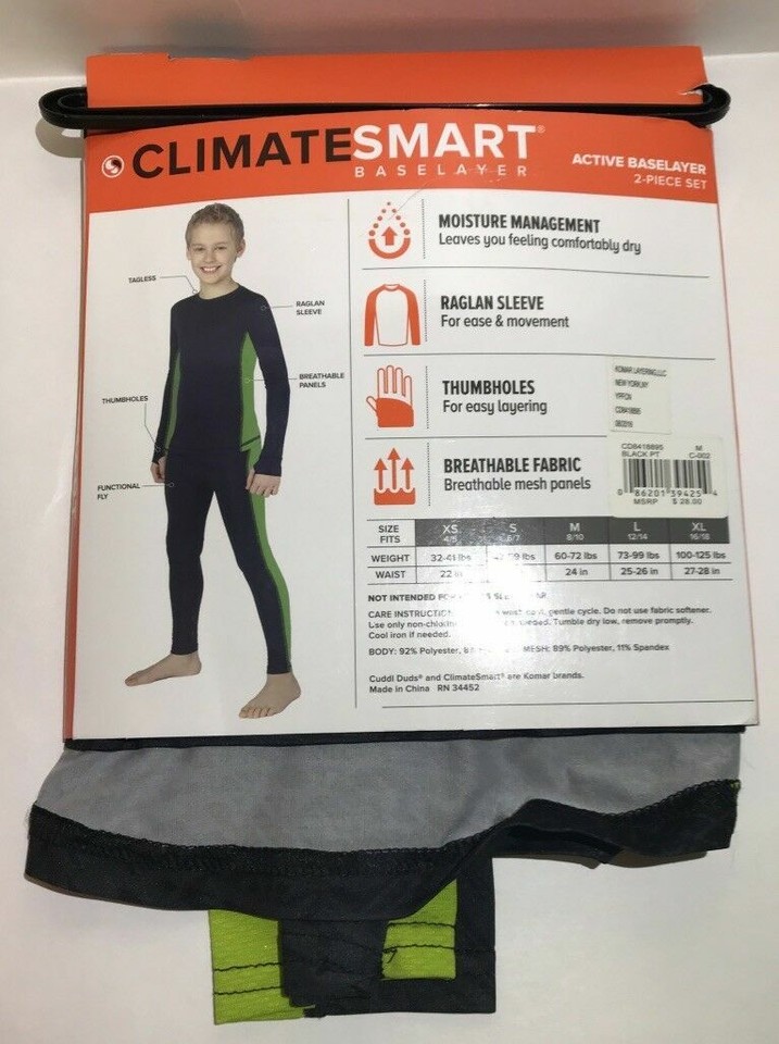 BOY'S CLIMATESMART ACTIVE BASELAYER COMFORTECH POLY 2-PC SET NAVY Free ...