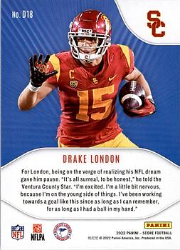 2022 Score NFL Draft #18 Drake London Rookie USC Trojans NFL Football ...