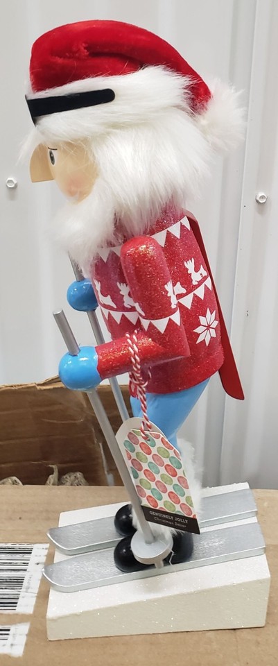 Wooden Christmas Nutcracker,14",SANTA ON THE SKIS ON SKI SLOPE IN BLUE ...