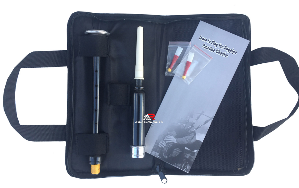 Scottish Highland Bagpipe Practice Chanter Black Silver Mount +Reeds ...