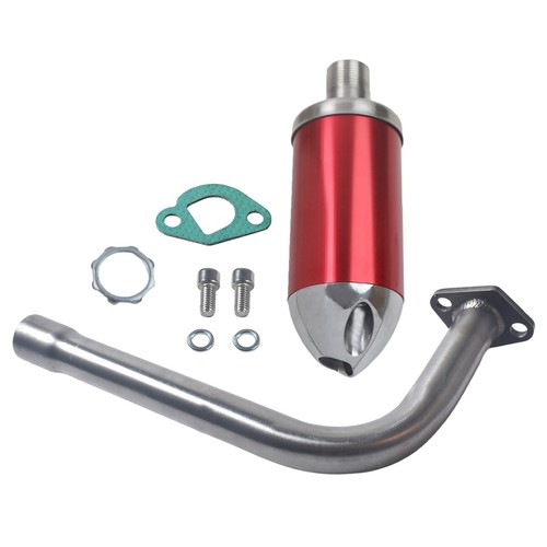 Red 3/4" Threaded Aluminium Exhaust Muffler Kit For 212cc GX200 Gokart ...