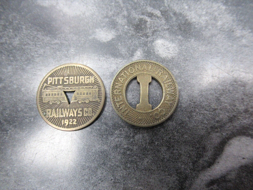 Pittsburgh Railways Co 1922 & International Railway Co Railroad Tokens ...