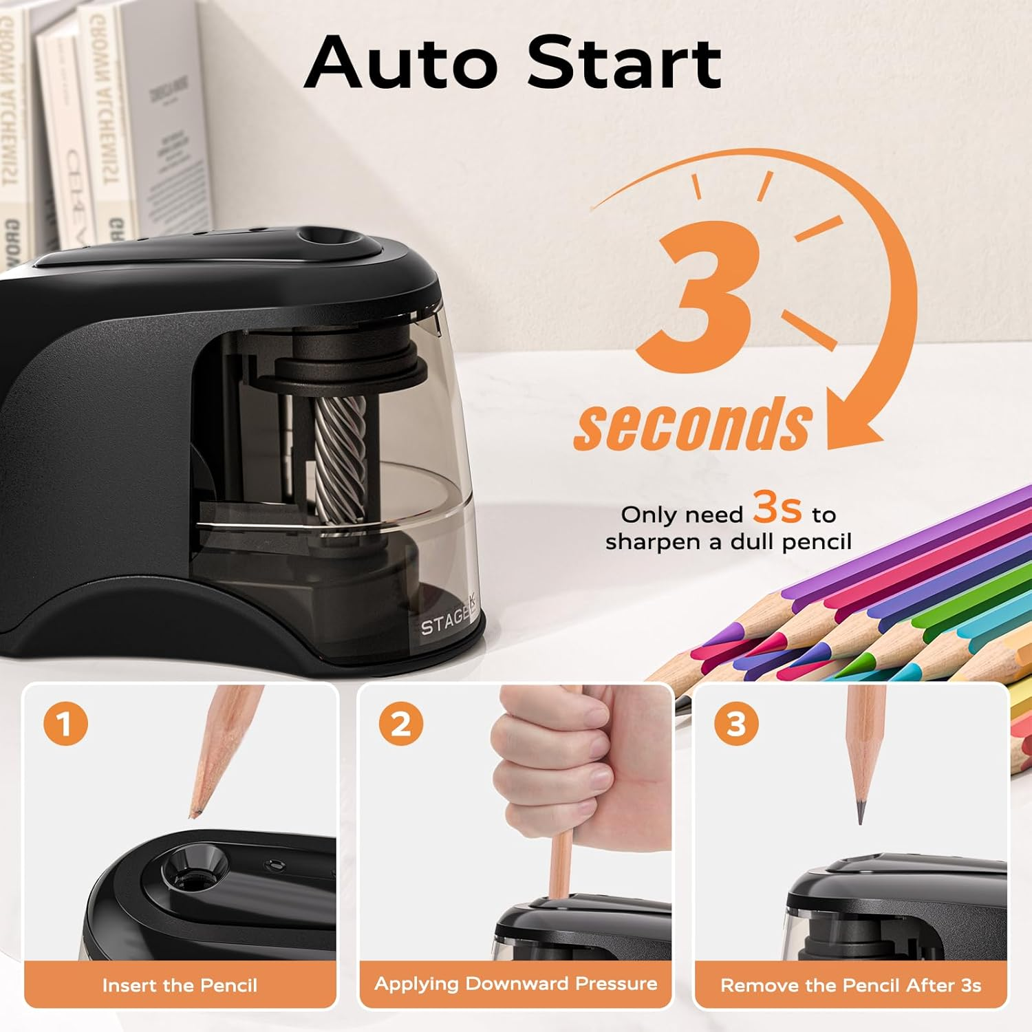 Electric Pencil Sharpener Dual Power Auto Stop Fast Heavy Duty for ...