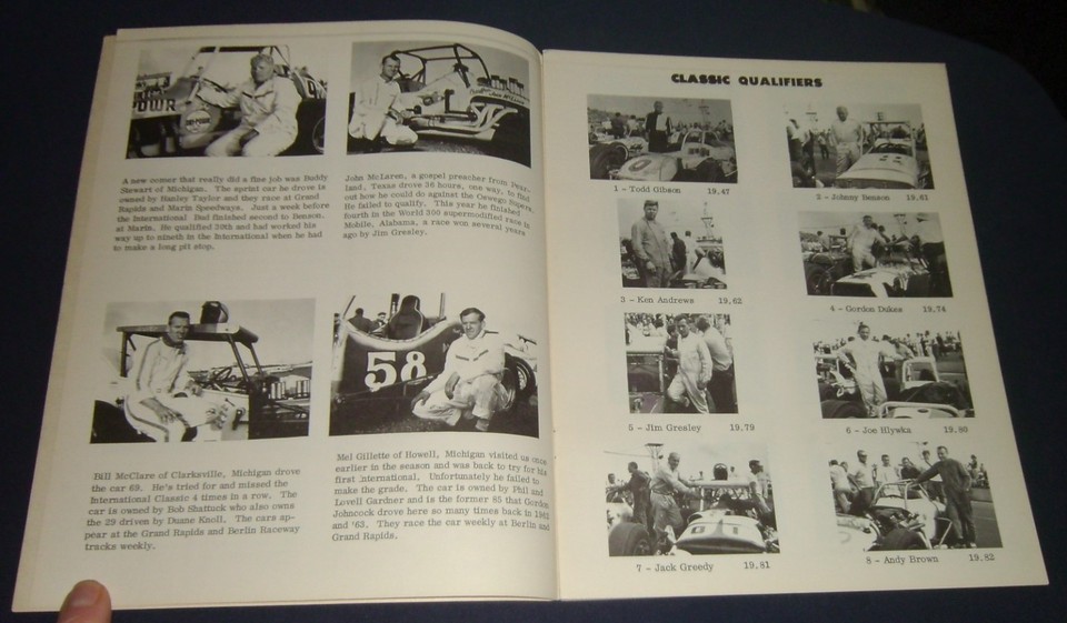 1968 Oswego Speedway International Classic Results Program Nolan Swift ...
