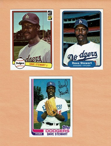 1982 Dave Stewart Los Angeles Dodgers Rookie Card Lot (3) Range from NM ...