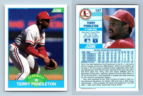 Terry Pendleton - Cardinals #137 Score 1989 Baseball Trading Card | eBay