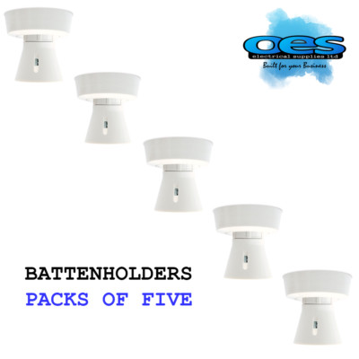 Bayonet Batten White Ceiling Lampholder BC Light Bulb Socket Fitting (5 ...