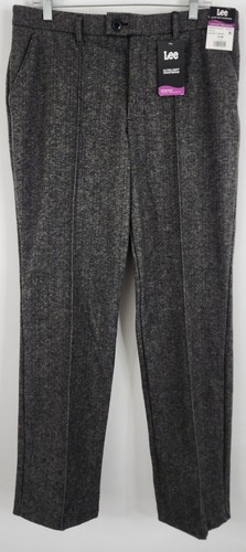 Lee NWT Womens Mid Rise Straight Leg Reg Fit Dress Pants Size 14M Black ...