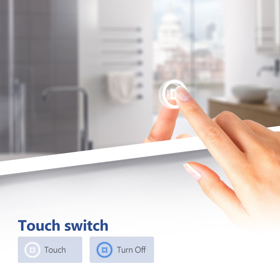 Illuminated LED Bathroom Mirorr Lights Demister Pads Touch/Button ...