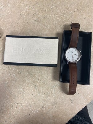 Enclave Men's Watch - WHITE with Brown Leather (NEEDS BATTERY) SHARP ...