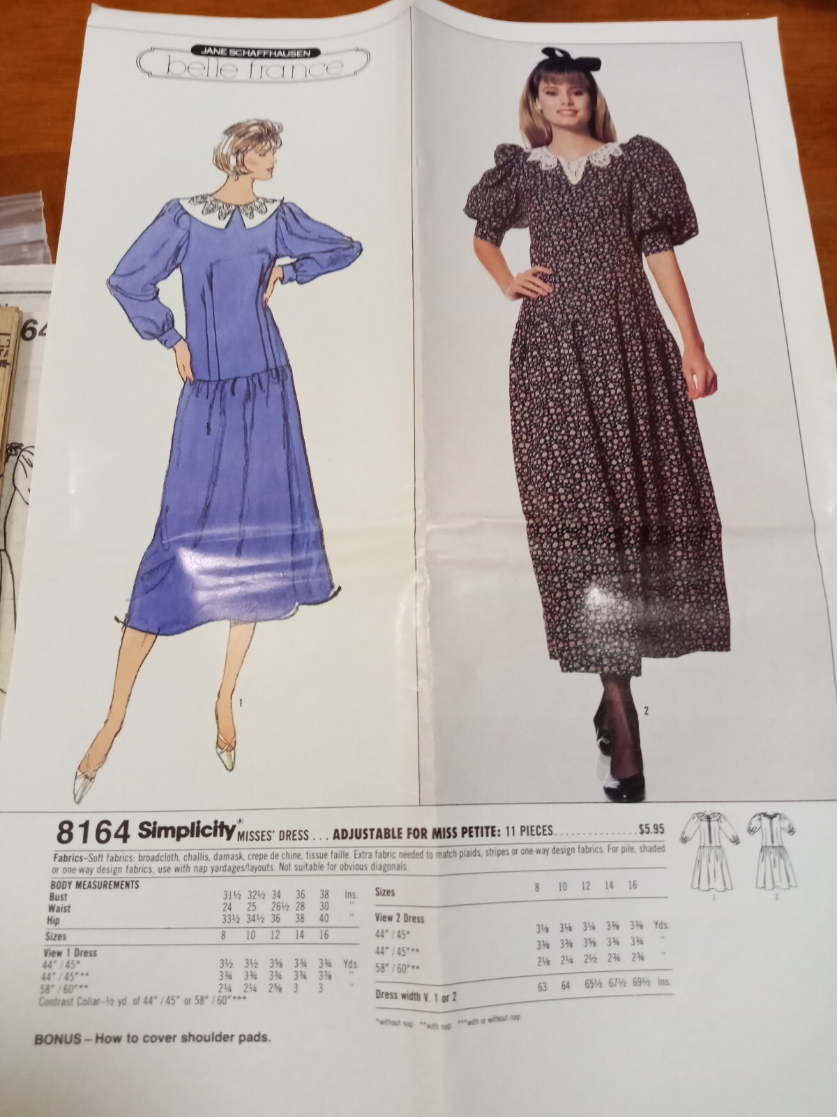 Vtg Simplicity Pattern 8164 Misses Belle France Dress Sz 10 & 12 uncut ...