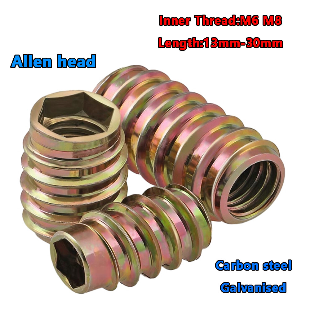 M6 M8 M10 Threaded Inserts Nuts Hex Socket Drive Allen Nut for Wood ...