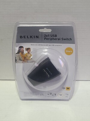 Belkin 2x1 Peripheral USB Switch F1U201V 2 Ports External New Sealed ...