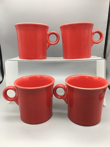 Set Of 4 HLC Fiestaware Scarlet Red Coffee Tea Cup Mug Fiesta Ring ...