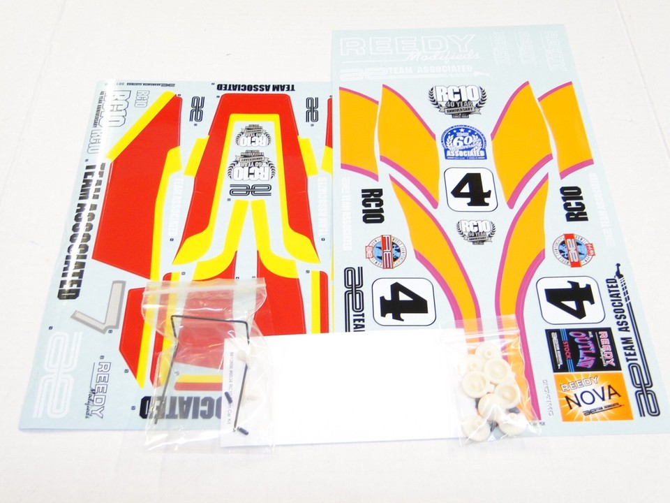 NEW ASSOCIATED RC10 TEAM CAR GOLD EDITION Body Clear + Decals, Wing ...
