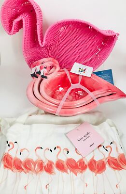 Flamingos Kate Spade Apron, Nesting Bowl Set & Basket Bundle Free ...