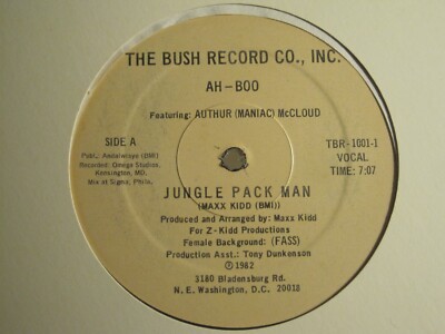 AHH-BOO JUNGLE PACK MAN 12" ORIG '82 BUSH RECORD CO. TBR 1001-1 HIP HOP ...