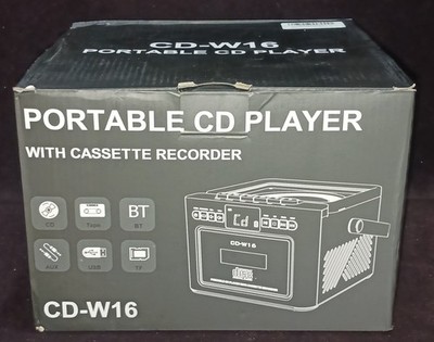 CD-W16: PORTABLE CD PLAYER W-CASSETTE RECORDER~ Bluetooth USB AUX TX ...
