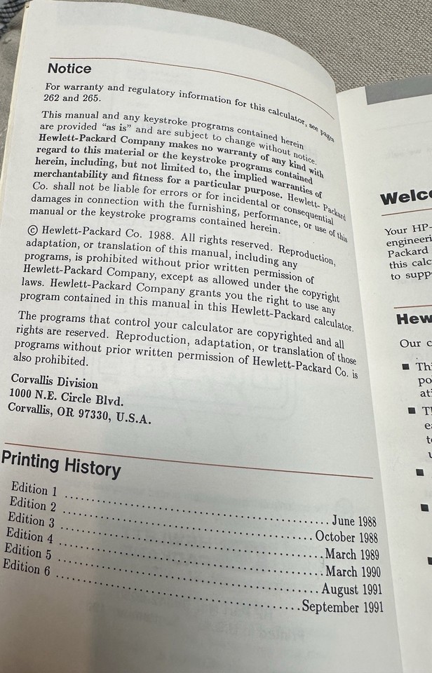 Hewlett Packard HP-42S RPN Scientific Calculator Owners Manual Edition ...