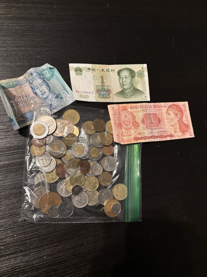 Mixed Foreign Currency Lot Bundle / Coins & Bills / Euro Shilling Pence ...