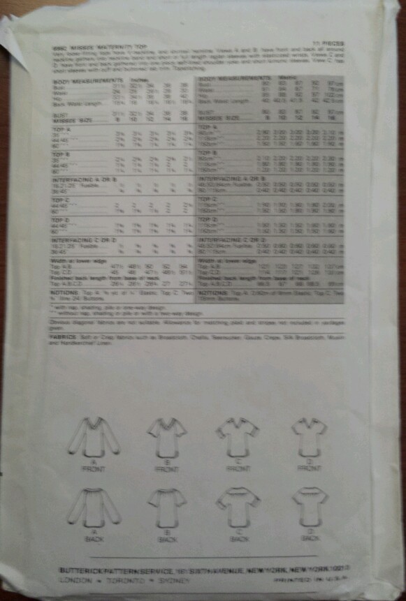 1980s Butterick Blouse Pattern #6982 Size 12, Unused | eBay