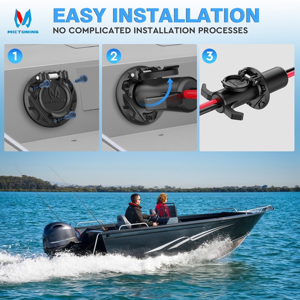 12-24V 8 AWG Trolling Motor Plug and Receptacle, Quick Connect for ...