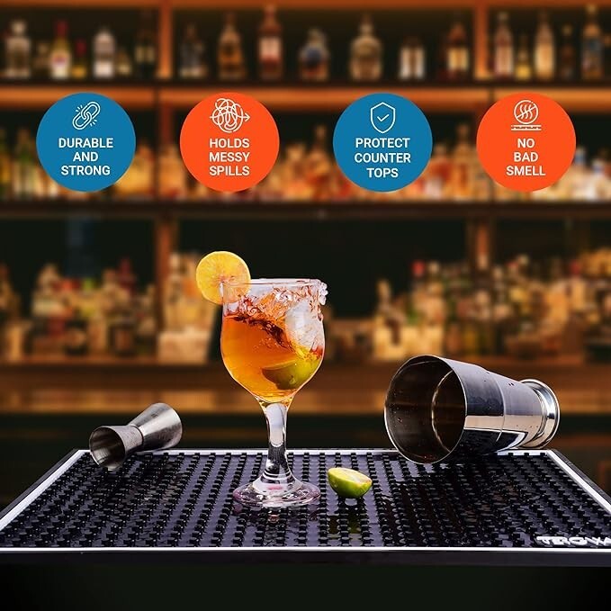 Bar Mat 18 x 12-inch - Pack of 2-1 cm Thick, Non-Slip Bar Mats for ...