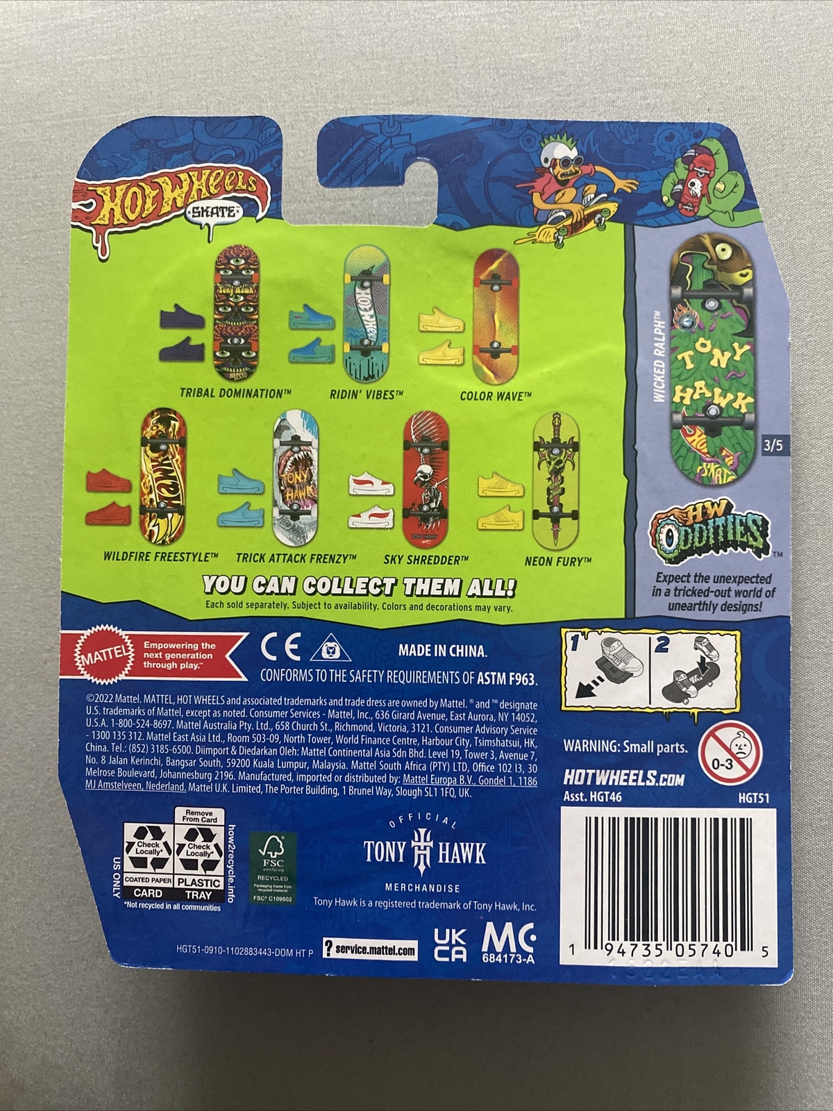 Hot Wheels Skate Treasure Hunt Wicked Ralph Tony Hawk HW Oddities ...