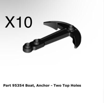 Lego 10 Pieces Black Anchor With Two Top Holes / City Mini Figures Boat ...