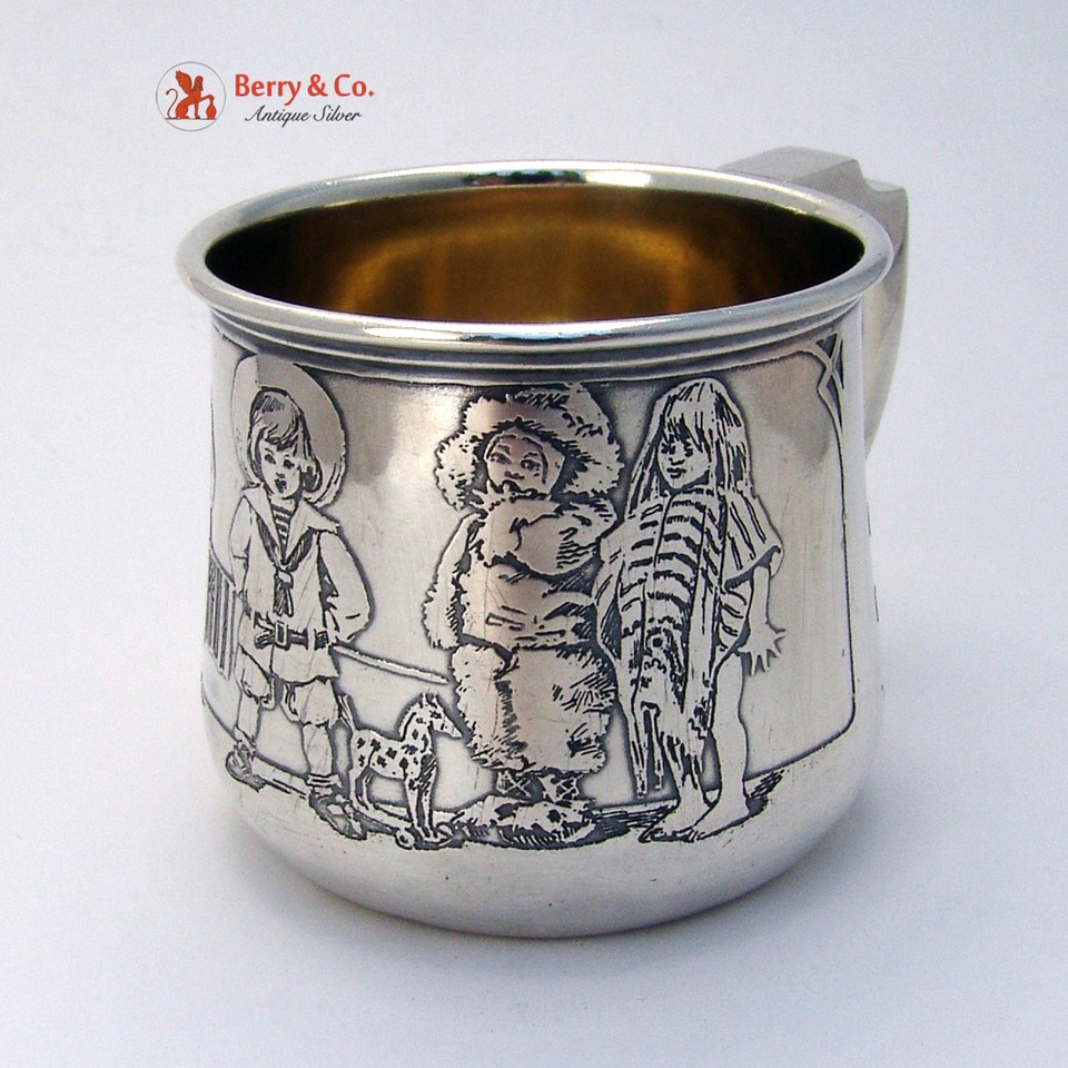 Nursery Rhyme Baby Cup Gorham Sterling Silver 1935 Inscribed Underneath ...
