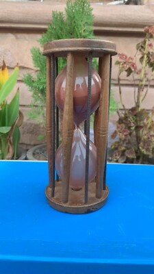 Vintage Rare collectible HandcraftWooden Glass Sand Timer Sand Clock ...