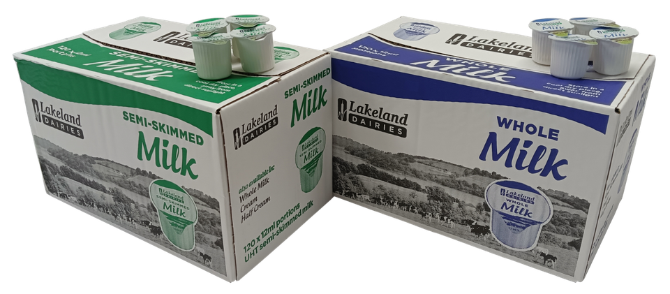UHT Milk Pots 12ml Semi Skimmed or Whole – Long Life Jiggers Lakeland ...