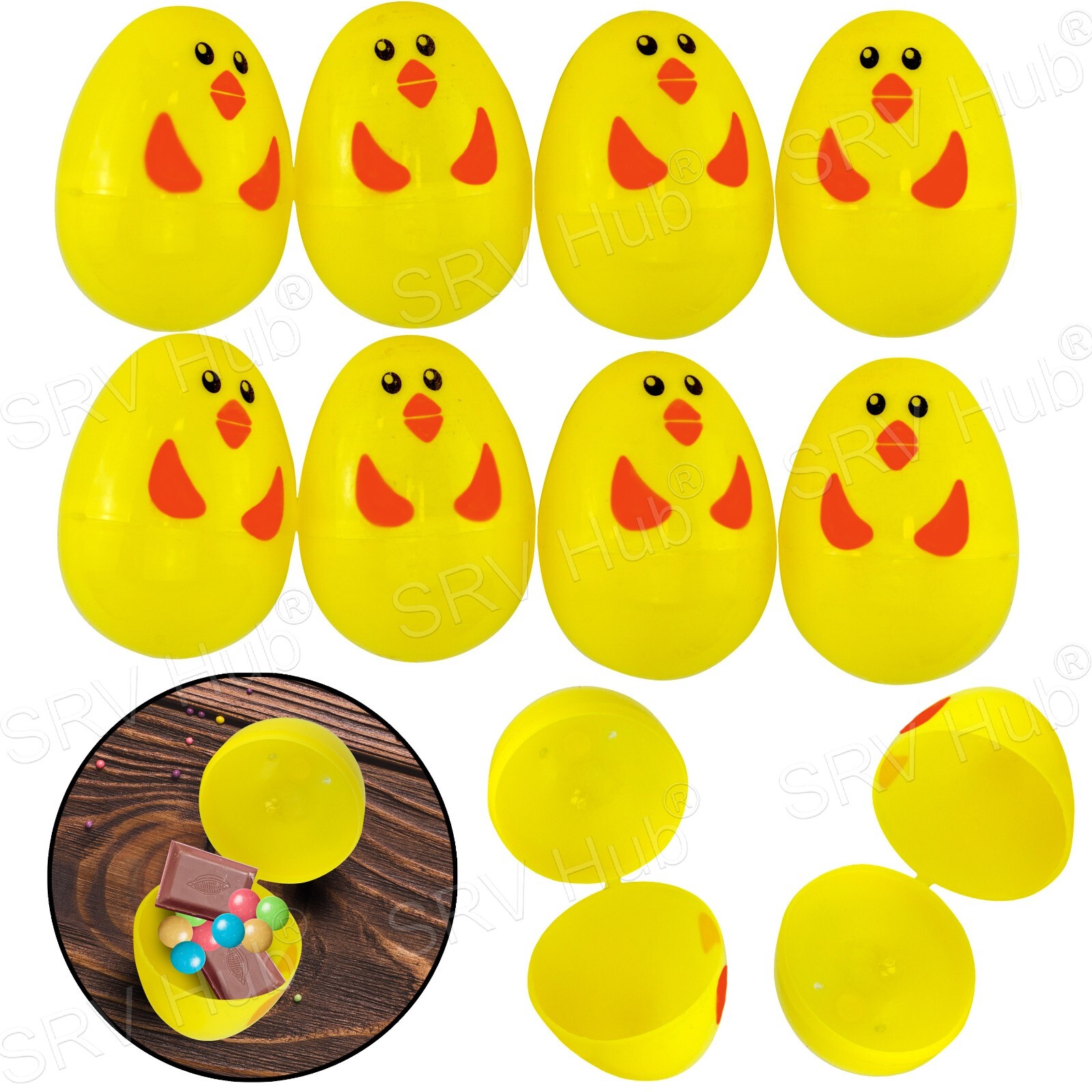 Golden Plastic Fillable Eggs and Easter Chick Eggs Hunt Party Bag ...