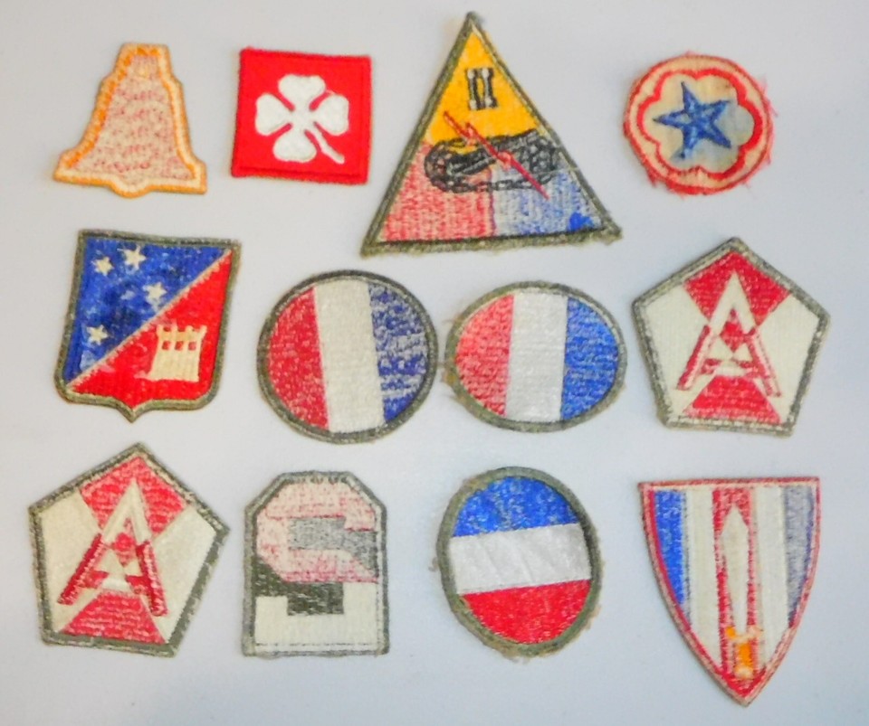 Group of 12 WWII US Army SSI Patches II Armored Corps 2nd Army and More ...