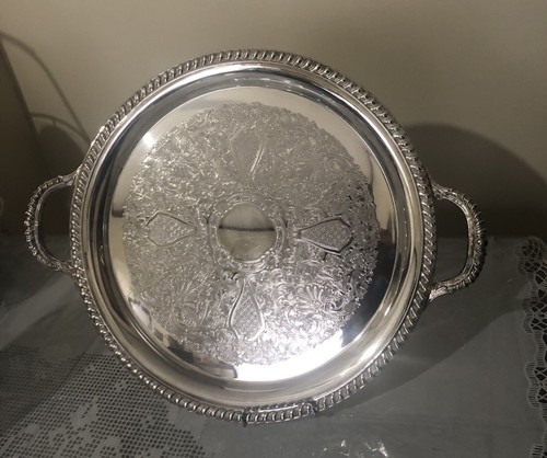 VINTAGE~ KENT SILVERSMITHS SILVERPLATE TWIN HANDLE [PLATTER/TRAY) | eBay