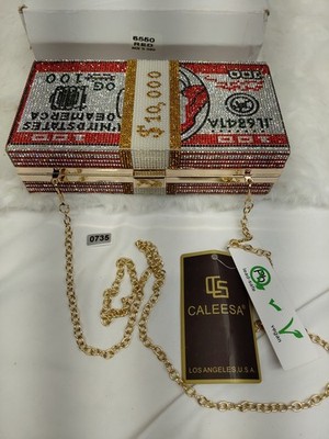 Money Rhinestone Caleesa Purse $10,000 Dollars Rectangle Clutch Style ...