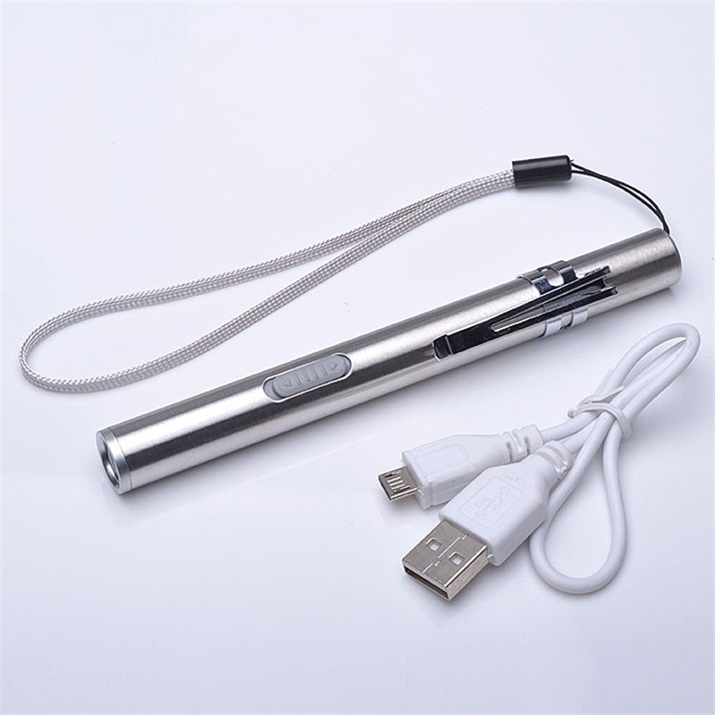 5" LED USB Rechargeable Mini Tactical Flashlight Stainless Steel Torch ...