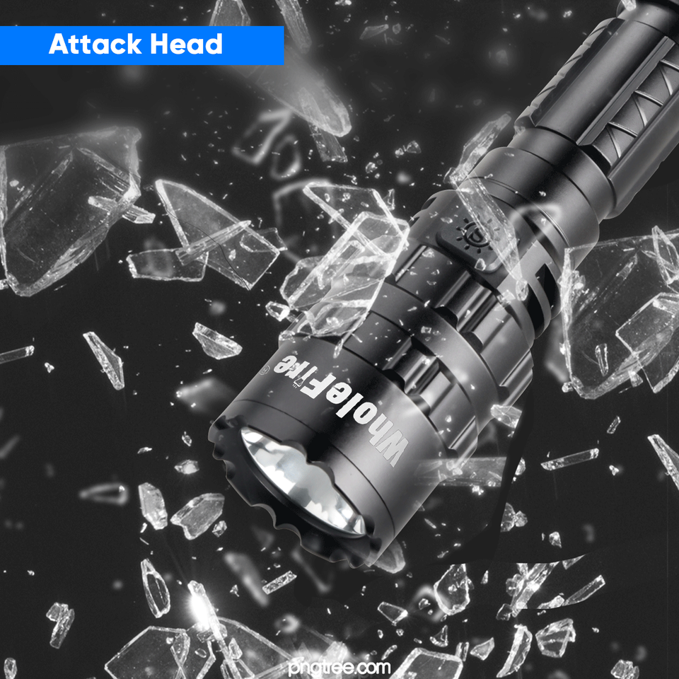 500000 Lumens Rechargeable LED Flashlight Tactical Gun Mounted Light ...