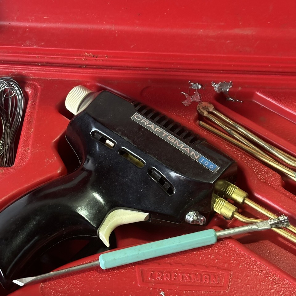 Vtg Sears Craftsman 100 Two Heat Electric Solder Gun Kit W 24kt Gold ...