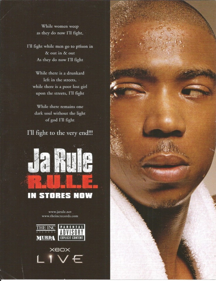 JA RULE Rare VINTAGE 2000 DOUBLE SIDED PROMO FLYER AD POSTER for R.u.l ...