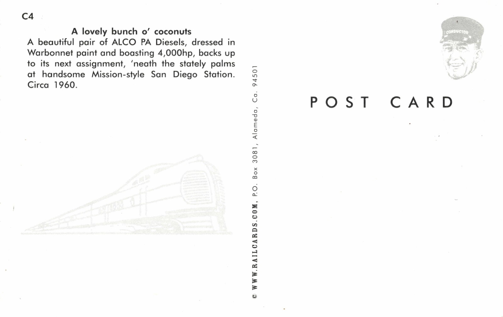 Railroad Pair of Alco Pa Diesels in Warbonnet Paint Boasting 4000HP ...