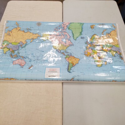 Rand McNally Cosmopolitan World Map 50" x 32" Plastic Coated Washable ...