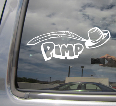 Pimp Feather and Hat Car Truck Laptop Bumper Window Vinyl Decal Sticker ...